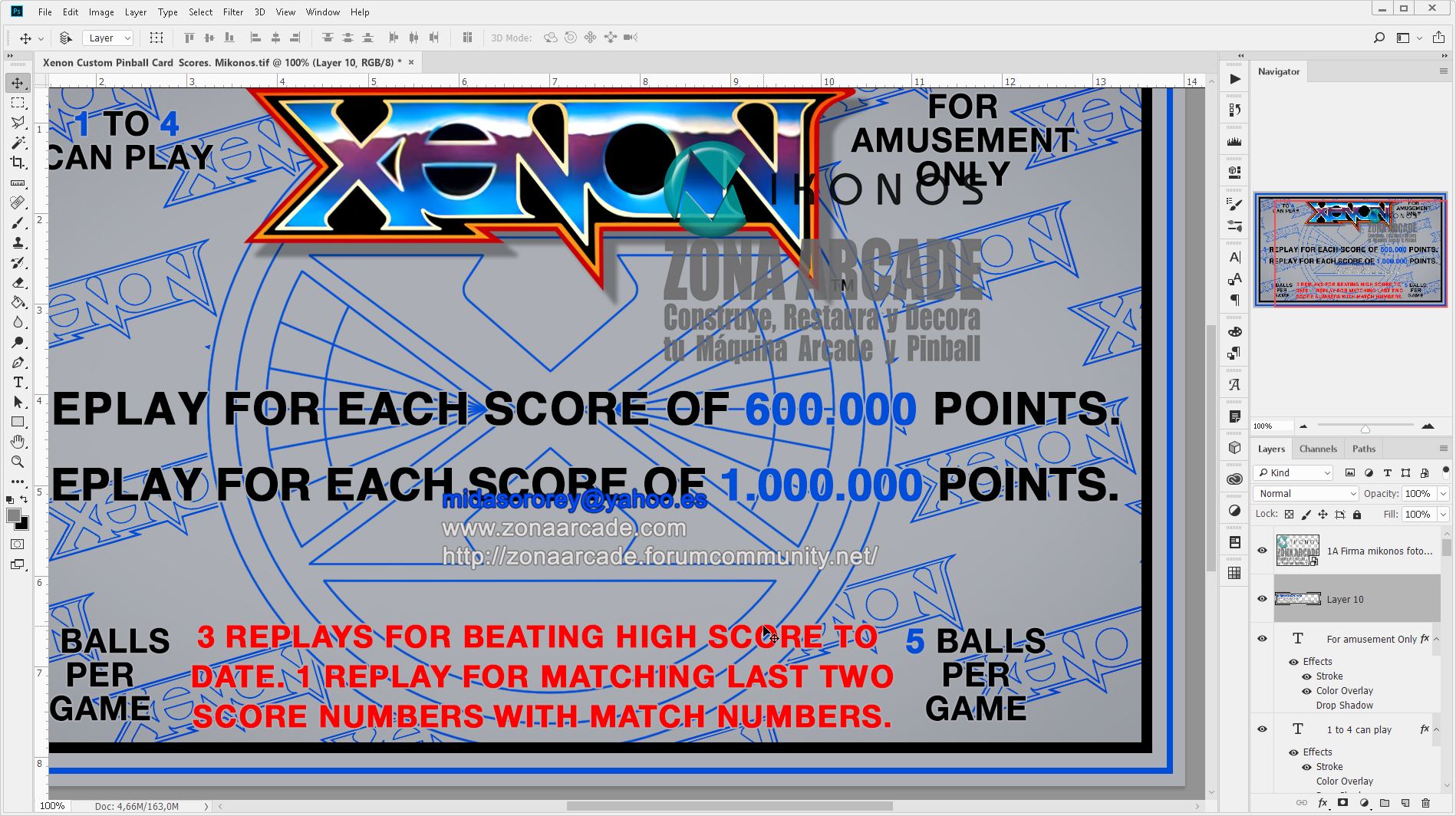 "Xenon Custom Pinball Cards" (BALLY). Designed by Zona Arcade and Mikonos
