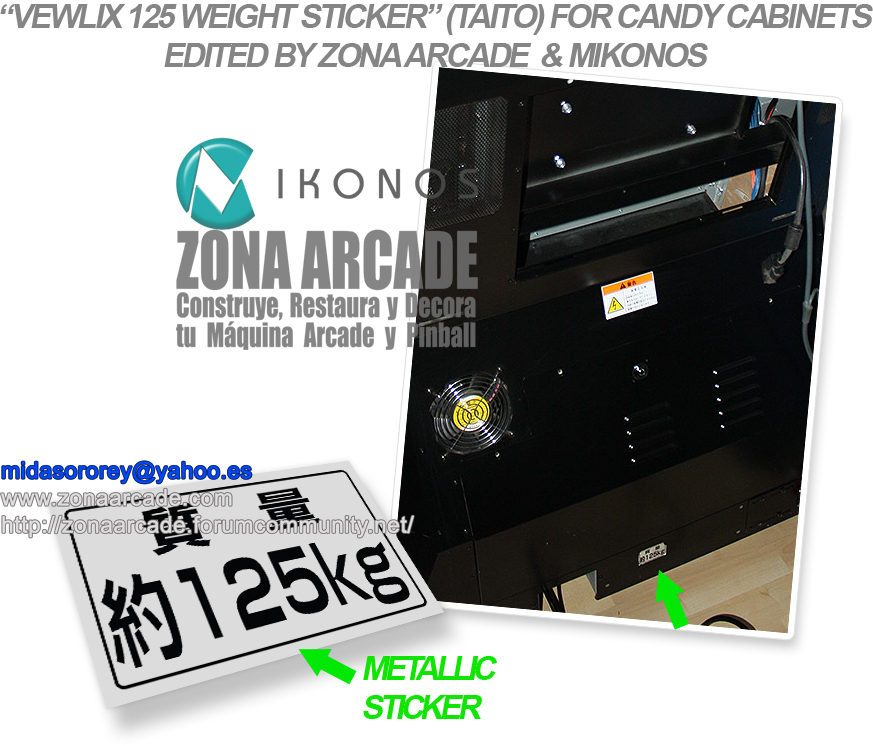 "VEWLIX 125 KG WEIGHT METALLIC STICKER” (TAITO) edited by Zona Arcade ...