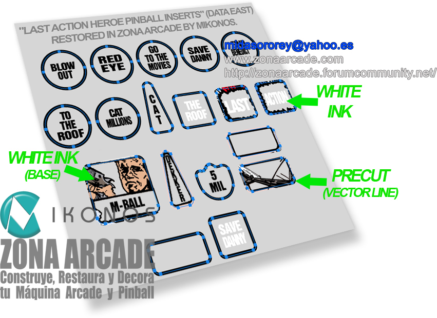 "LAST ACTION HERO PINBALL INSERTS - PARTIAL SET 1" (DATA EAST) artwork ...